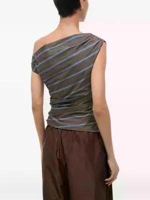 Staud Striped One-shoulder Top