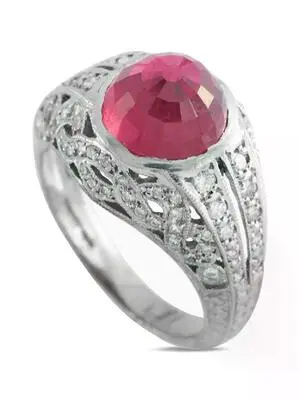 LB EXCLUSIVE Diamond And Rubellite Platinum Ring - Silver
