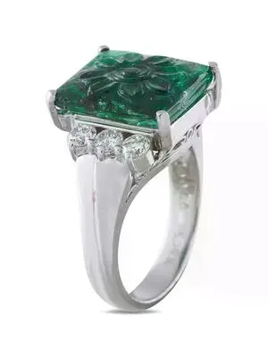 LB EXCLUSIVE Diamond And Emerald Ring - Silver