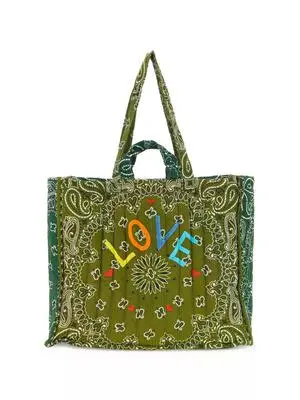 CALL IT BY YOUR NAME Maxi Cabas Quilted Tote Bag - Green