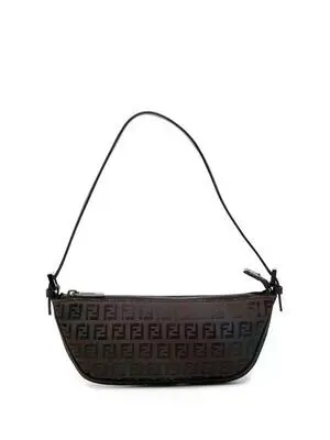 Fendi 2000-2010 Zucchino Canvas Half Moon Pochette