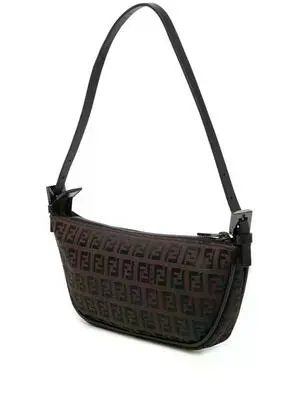 Fendi 2000-2010 Zucchino Canvas Half Moon Pochette