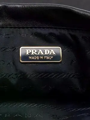 Prada Embroidered Leather Drawstring Pouch