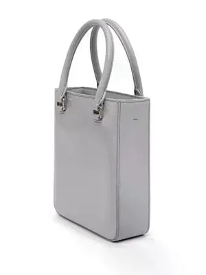 Prada Small Brushed Leather Tote Satchel - Grey