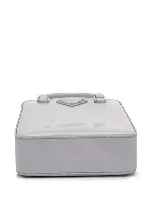 Prada Small Brushed Leather Tote Satchel - Grey