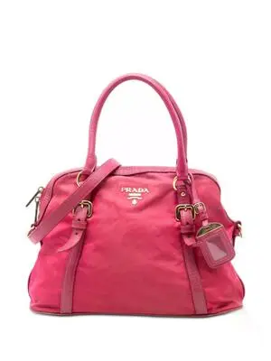Prada Saffiano Trimmed Tessuto Dome Satchel