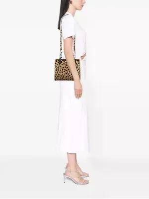 Dior 1999 Medium Leopard Print Lady Satchel - Brown
