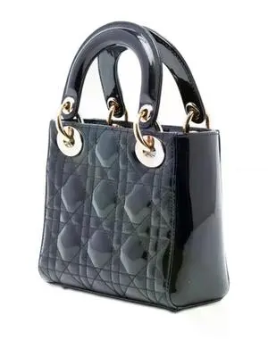 Dior 2017 Mini Patent Cannage Lady Satchel - Black