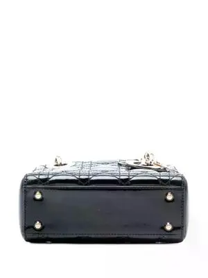 Dior 2017 Mini Patent Cannage Lady Satchel - Black