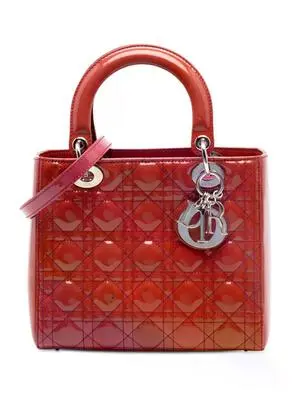 Dior 2010 Medium Patent Cannage Lady Satchel - Red