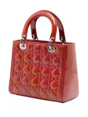 Dior 2010 Medium Patent Cannage Lady Satchel - Red