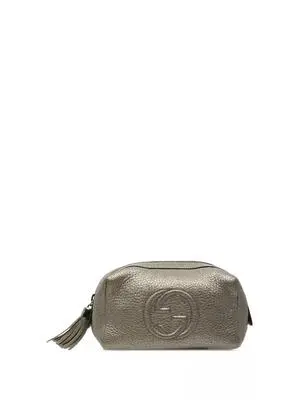 Gucci Metallic Leather Soho Cosmetic Pouch - Grey