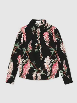 ATELIER Silk Chiffon Floral-print Leanna Shirt