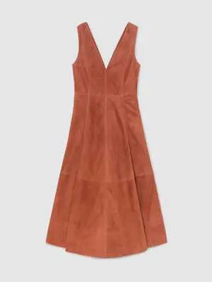 ATELIER Suede Sleeveless Midi Dress