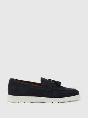 REISS Suede Tassel Loafers - Dark Navy