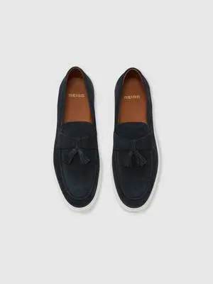 REISS Suede Tassel Loafers - Dark Navy