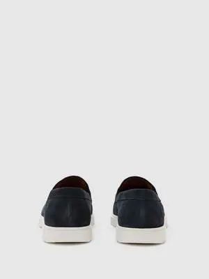 REISS Suede Tassel Loafers - Dark Navy