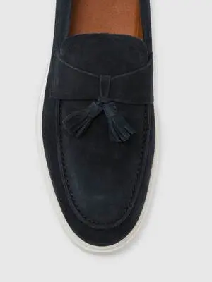 REISS Suede Tassel Loafers - Dark Navy