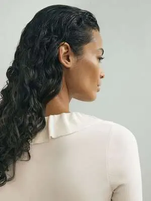 ATELIER Silk-blend Knit Top With Ruffle V-neckline