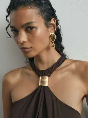 ATELIER Jersey Maxi Dress With Hardware Detail