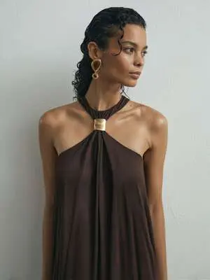 ATELIER Jersey Maxi Dress With Hardware Detail