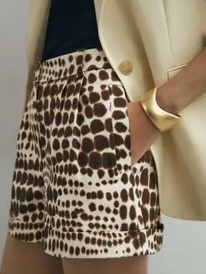 ATELIER Cotton Animal-print Tailored Shorts