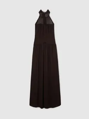 ATELIER Chiffon Draped Halterneck Maxi Dress