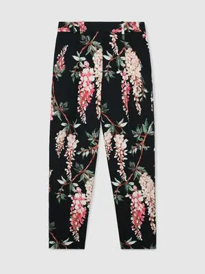 ATELIER Cotton Floral-print Tapered Trousers