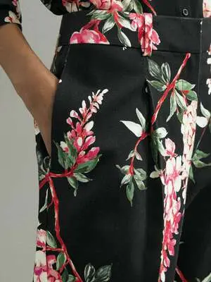 ATELIER Cotton Floral-print Tapered Trousers
