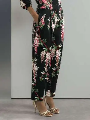 ATELIER Cotton Floral-print Tapered Trousers