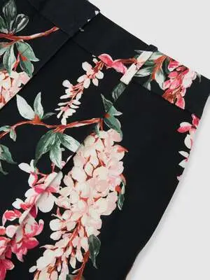 ATELIER Cotton Floral-print Tapered Trousers