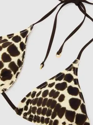 ATELIER Animal-print Reversible Bikini Top