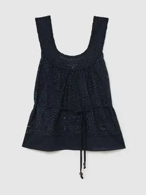 REISS Larna Cotton Broderie Anglaise Cami Top