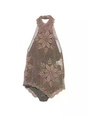 Magda Butrym Crochet Halterneck Top - Brown