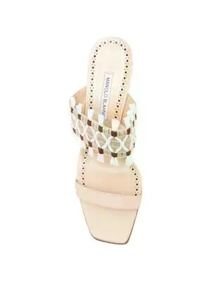 Manolo Blahnik Raffia Efeso Sandals