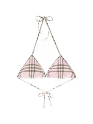 Burberry Check Print Halterneck Bikini Top - Pink