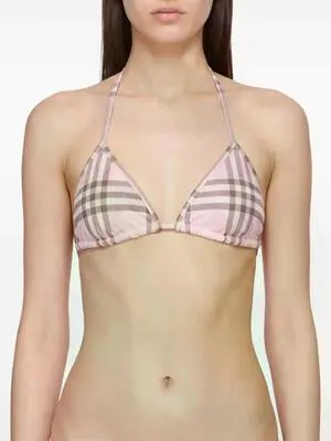 Burberry Check Print Halterneck Bikini Top - Pink