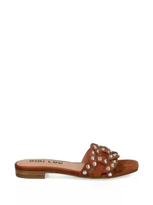 BIBI LOU Studded Woven Sandals - Brown