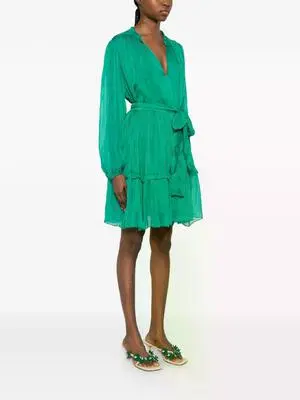 SOLOTRE V-neck Belted Mini Dress