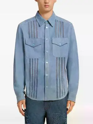 Marni Cut-out Flap-pocket Shirt - Blue