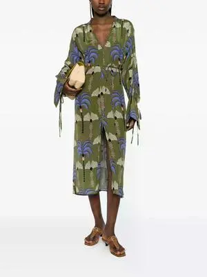 Anjuna Cassandra Palm-print Maxi Dress - Green