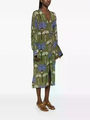 Anjuna Cassandra Palm-print Maxi Dress - Green