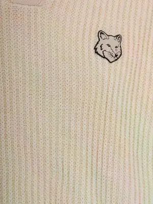 Maison Kitsuné Polo-collar V-neck Sweater - Neutrals
