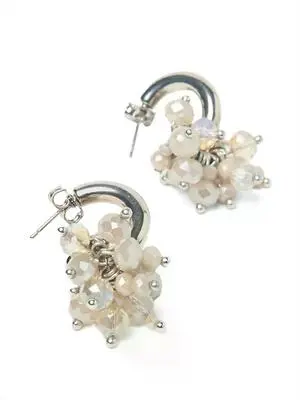 Peserico Beaded Hoop Earrings - Silver