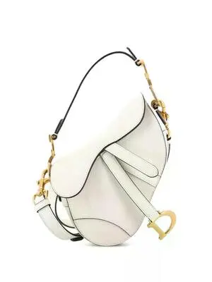 Dior Saddle Handbag With Strap - White