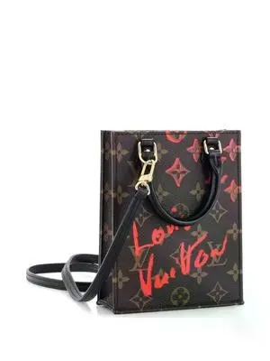 LOUIS VUITTON Petit Sac Plat Limited Edition Fall In Love Monogram Tote - Brown