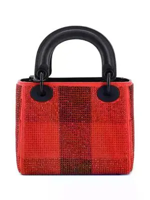 Dior Lady Embellished Leather Mini Crossbody Bag - Red