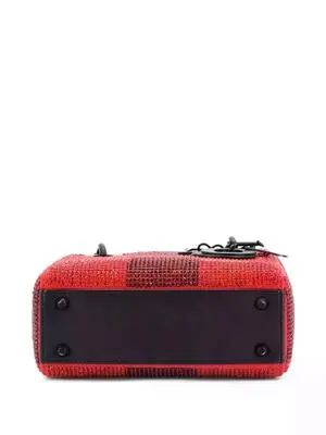 Dior Lady Embellished Leather Mini Crossbody Bag - Red