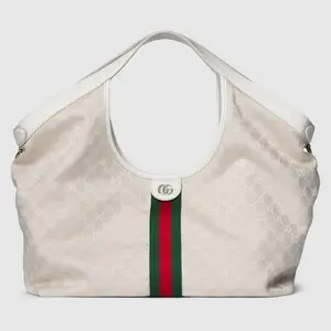 Gucci Giglio Large Gg Canvas Tote - White