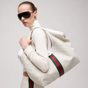 Gucci Giglio Large Gg Canvas Tote - White